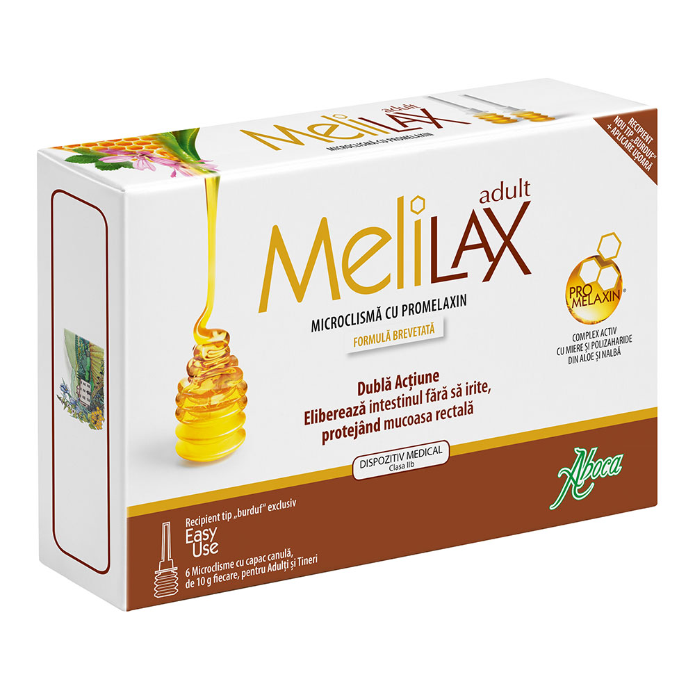 Melilax Microclisma pentru Adulti, 6x10g, Aboca - Pret Avantajos | Minifarm