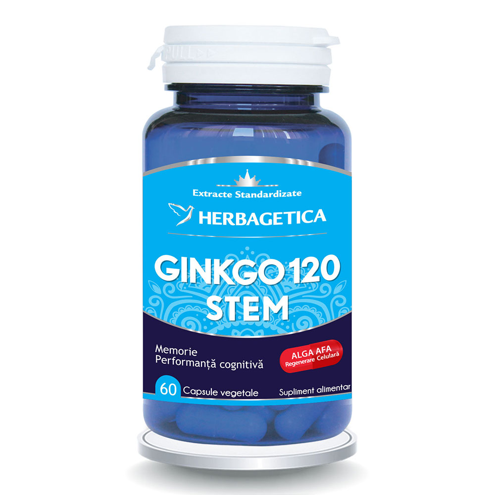 Ginkgo 120+ Stem, 60 capsule, Herbagetica - Pret Avantajos | Minifarm