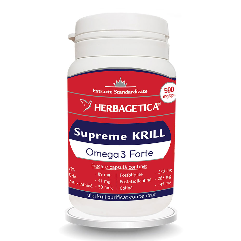 Supreme Krill Omega 3 Forte, 30 capsule, Herbagetica - Pret Avantajos ...