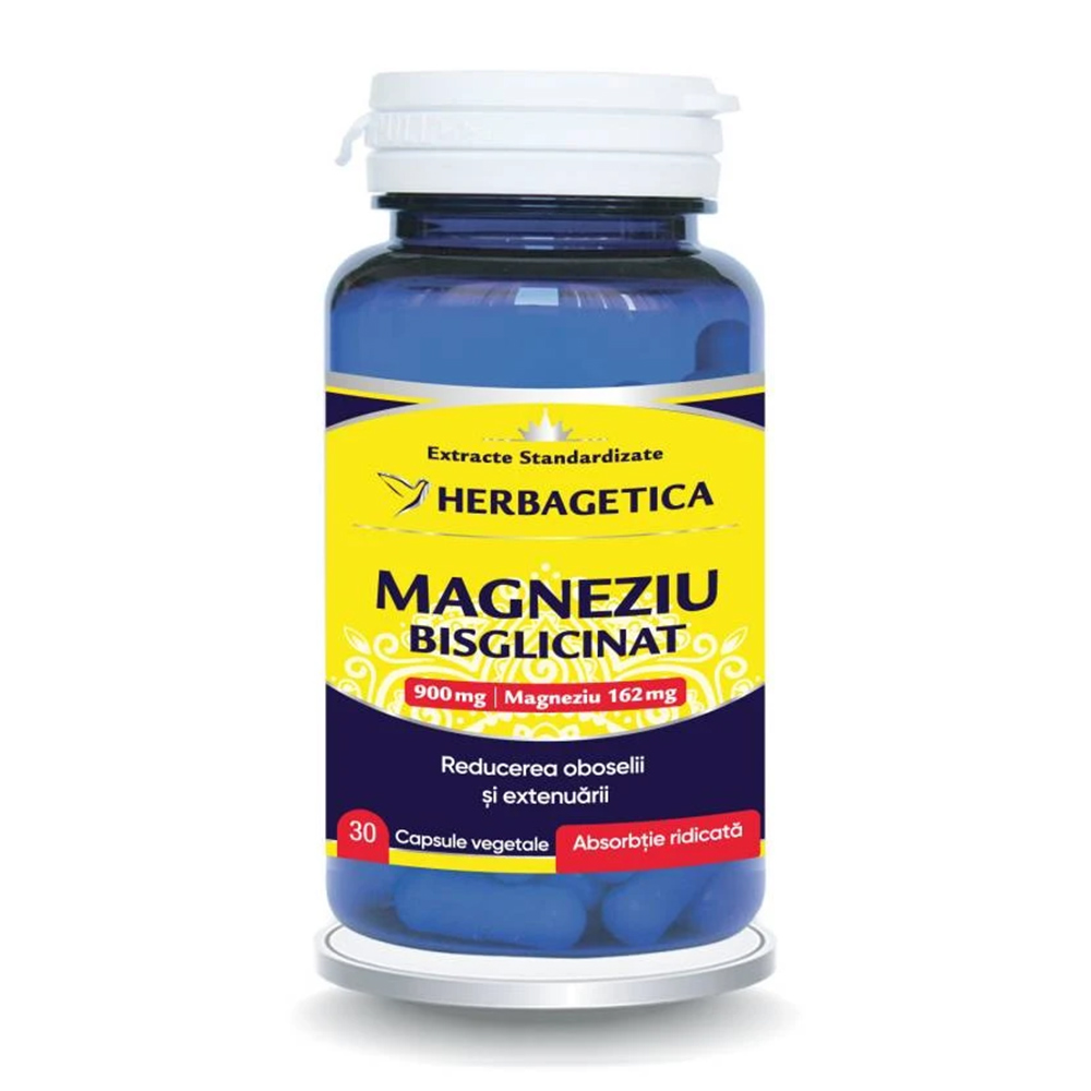 Magneziu Bisglicinat, 30 capsule, Herbagetica - Pret Avantajos | Minifarm