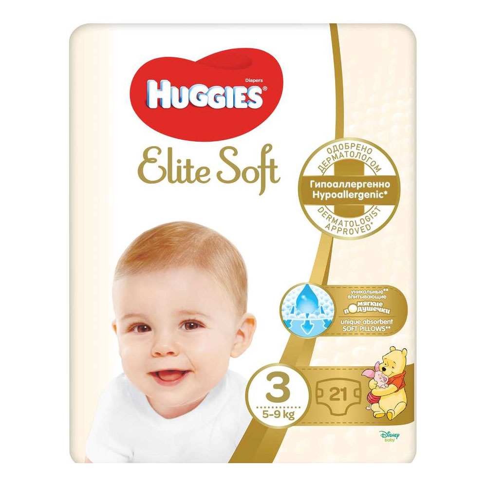 Scutece Huggies Nr.3 Elite-Soft 5-9 kg, 21 buc - Pret Avantajos | Minifarm