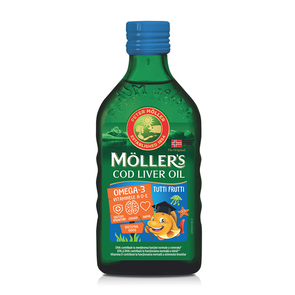Mollers Cod liver oil Omega-3 aroma tutti-frutti, 250 ml, Orkla Health ...