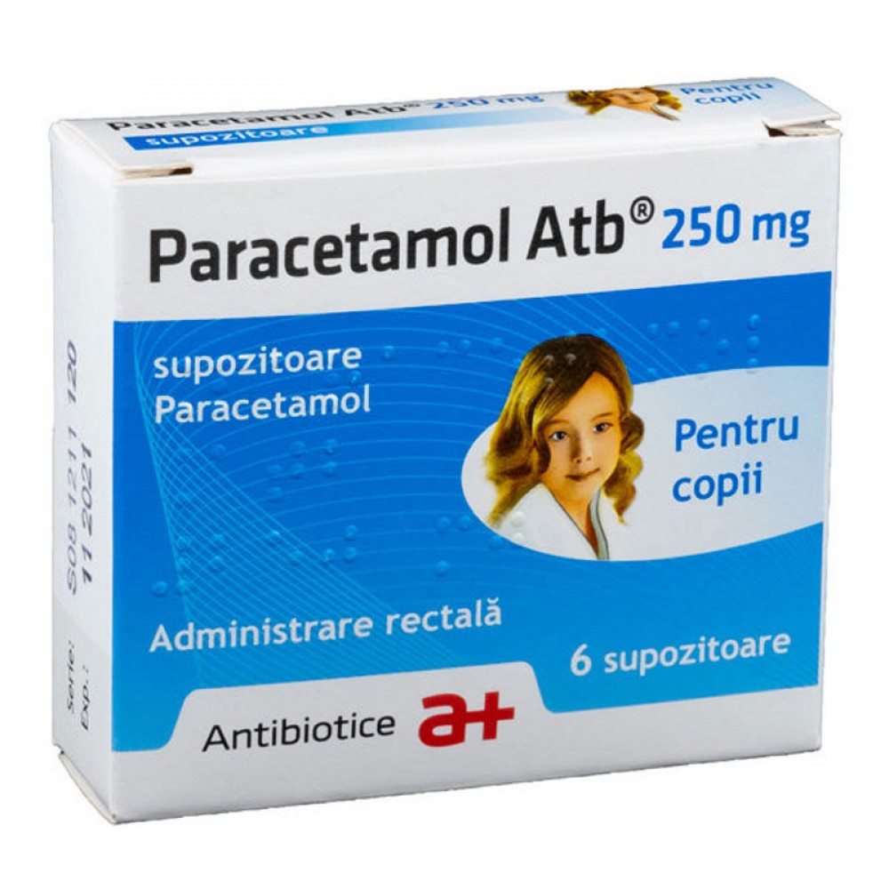 Paracetamol pentru copii, 250 mg, 6 supozitoare, Antibiotice SA - Pret ...
