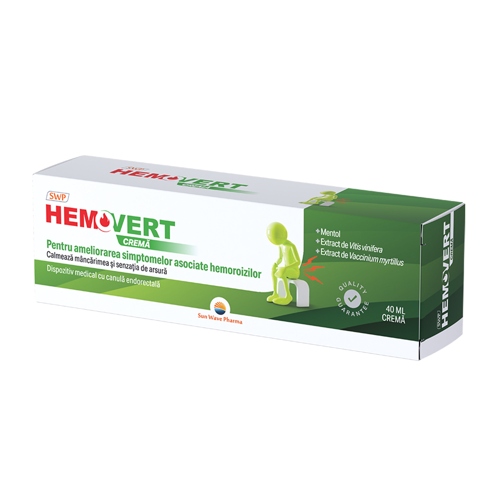 Crema hemoroizi Hemovert, 40ml, Sunwave Pharma - Pret Avantajos | Minifarm