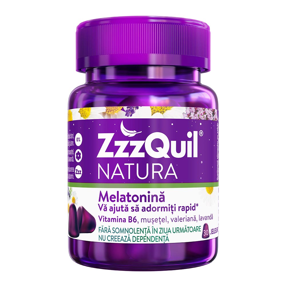ZzzQuil Natura cu Melatonina, Vitamina B6, Musetel, Valeriana si ...